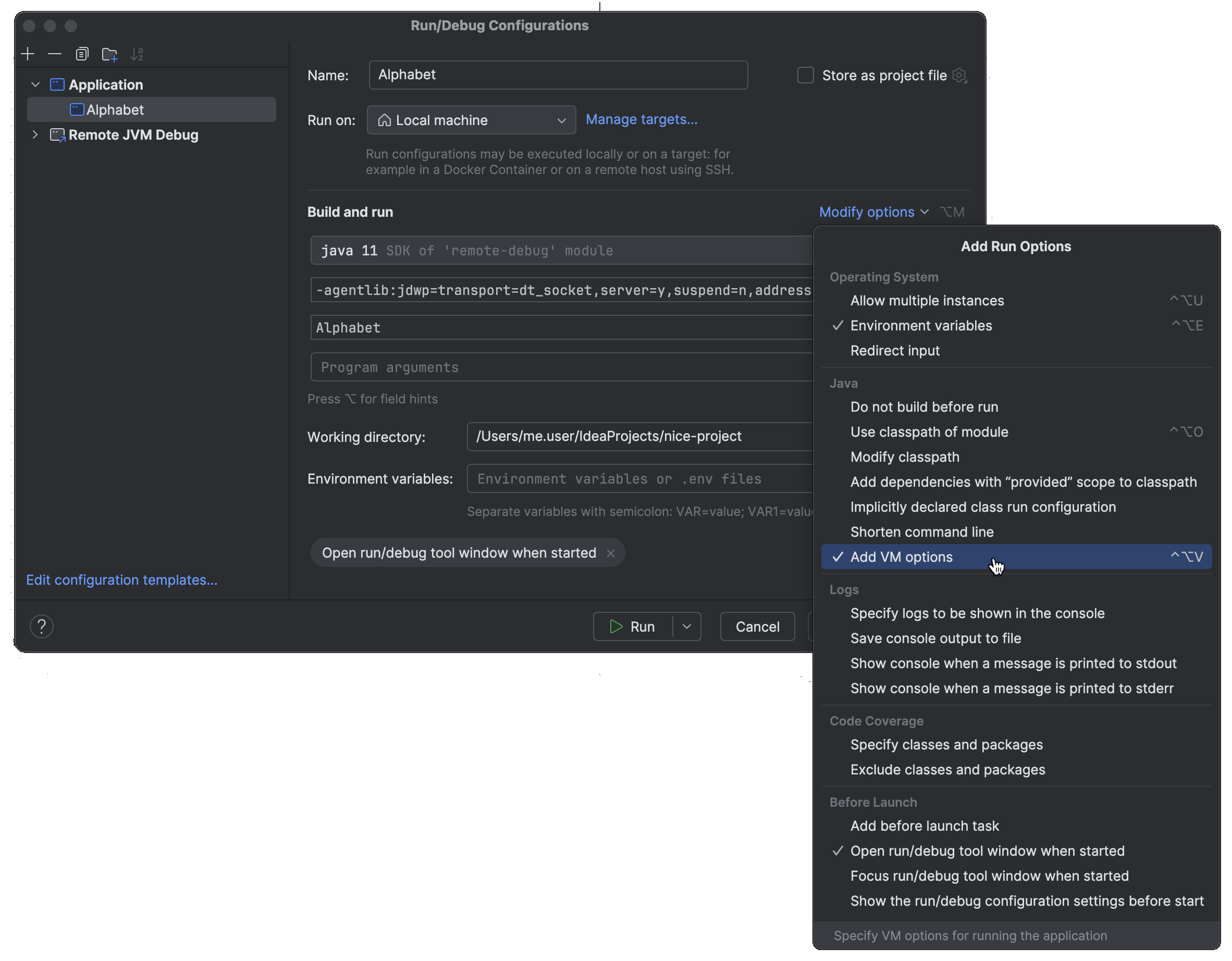 Run/debug configuration: Application | IntelliJ IDEA Documentation
