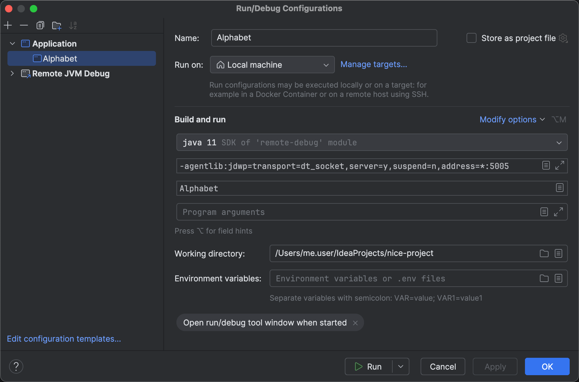 Run/debug configuration: Application | IntelliJ IDEA Documentation