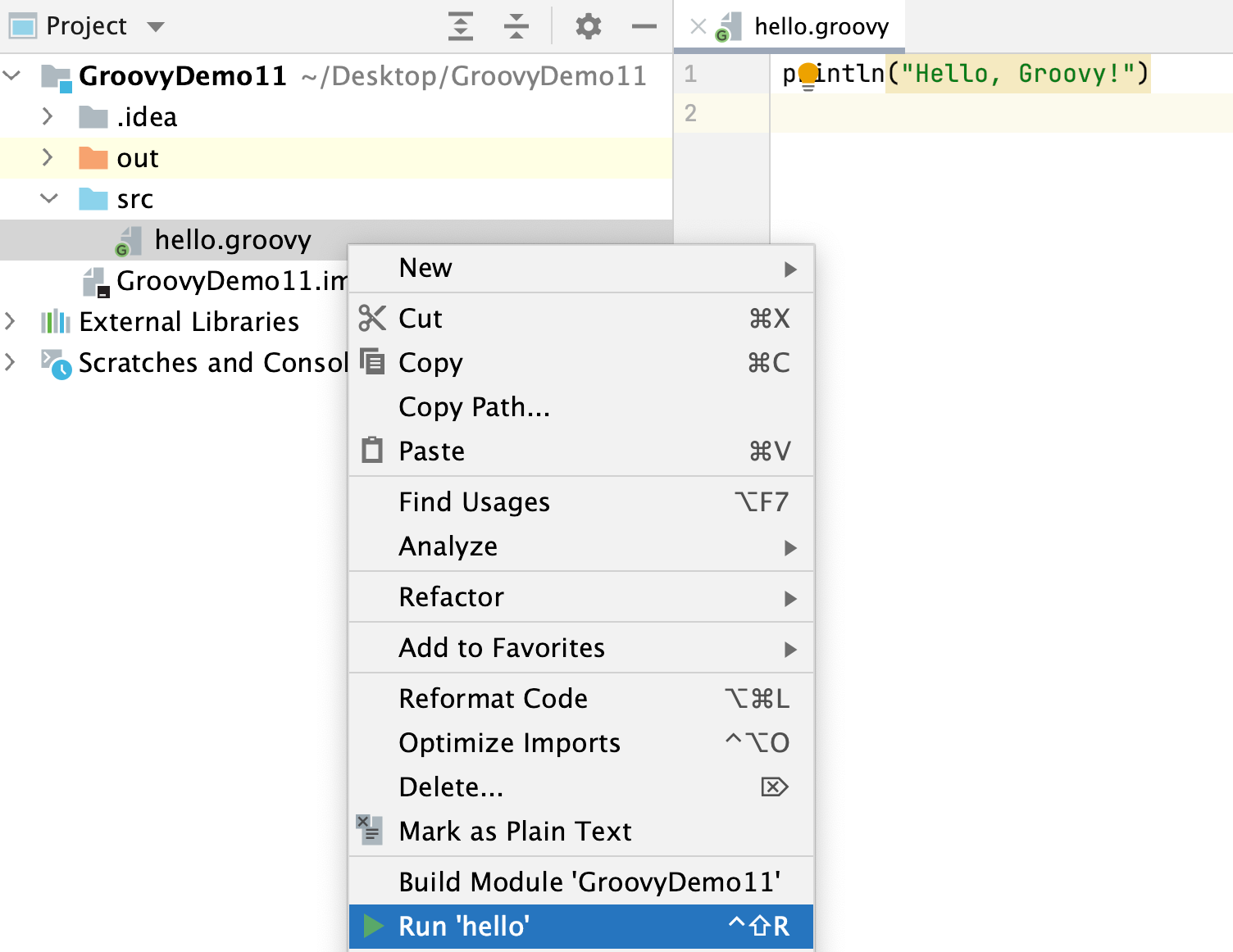 Getting started with Groovy and Java 11 project | IntelliJ IDEA Documentation