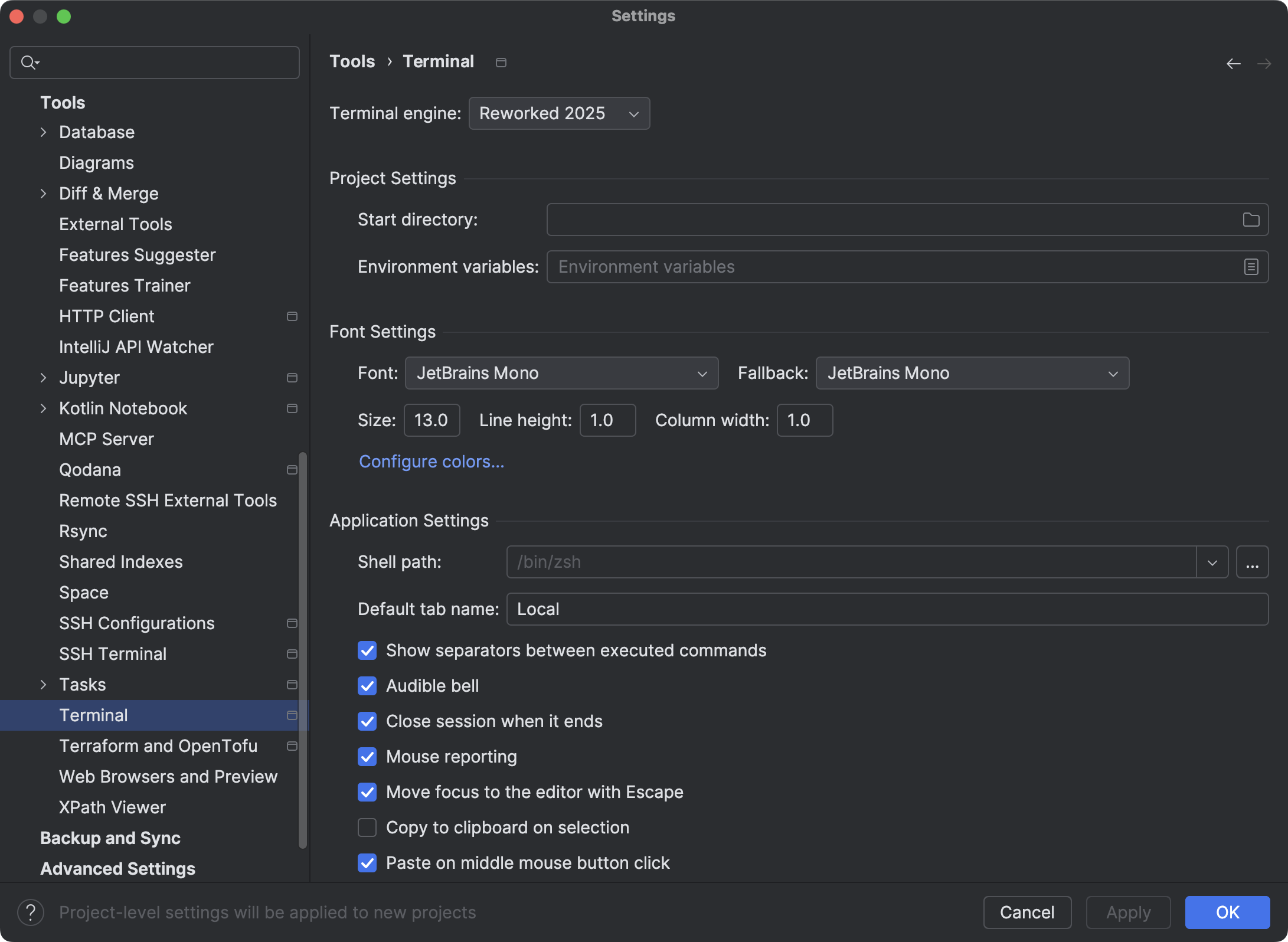 Terminal settings | IntelliJ IDEA Documentation