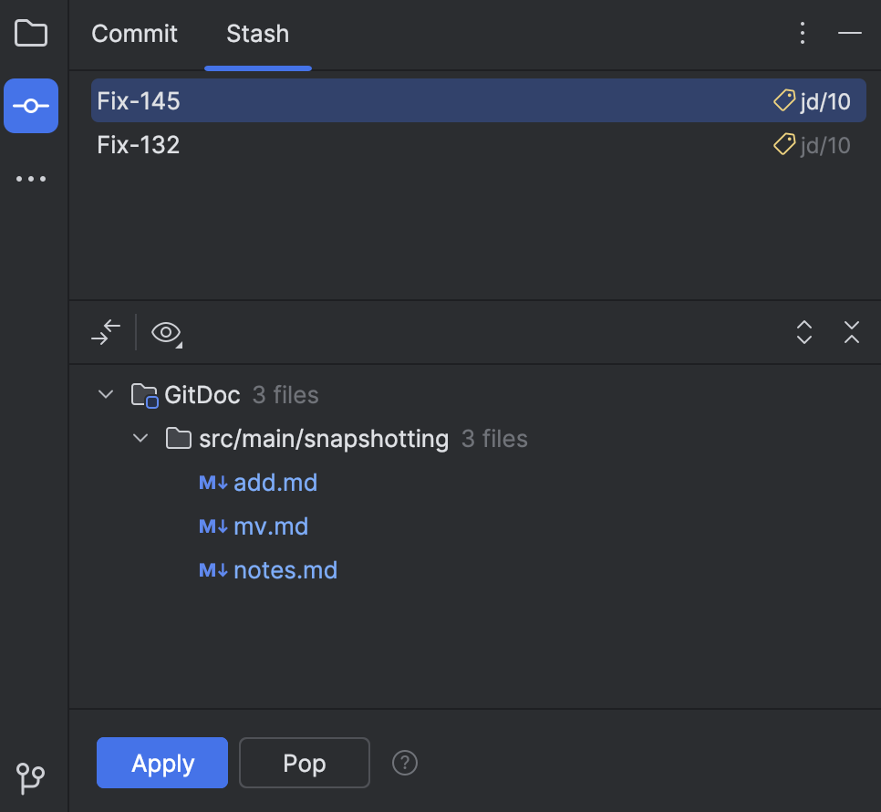 Shelve or stash changes | IntelliJ IDEA Documentation
