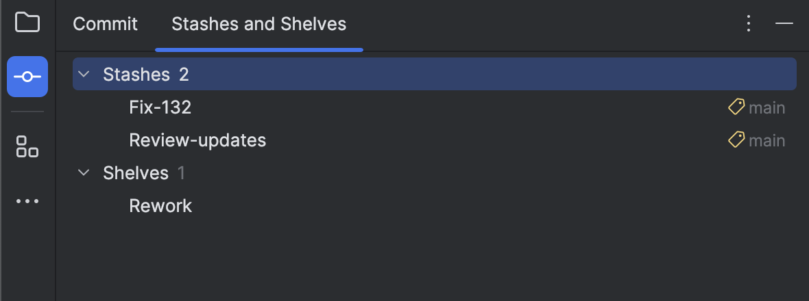 Shelve or stash changes | IntelliJ IDEA Documentation