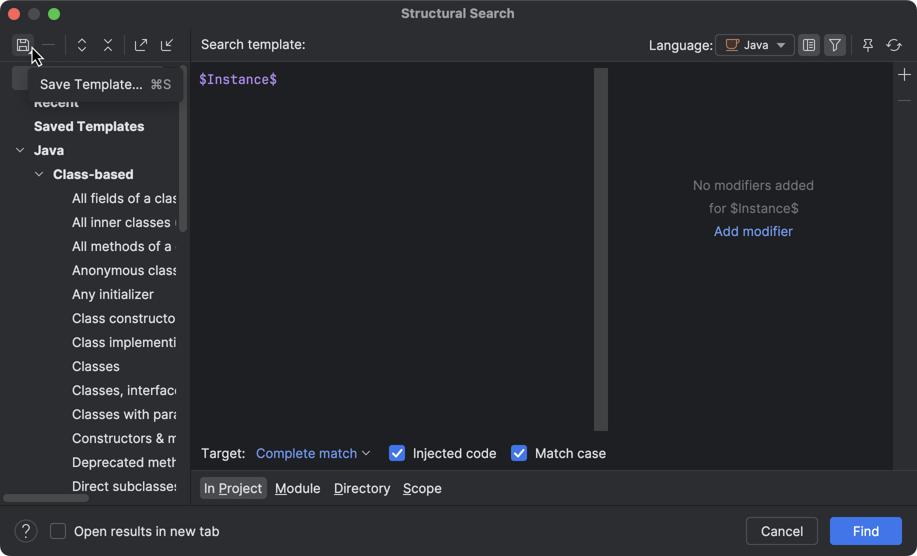 Structural search and replace | IntelliJ IDEA Documentation
