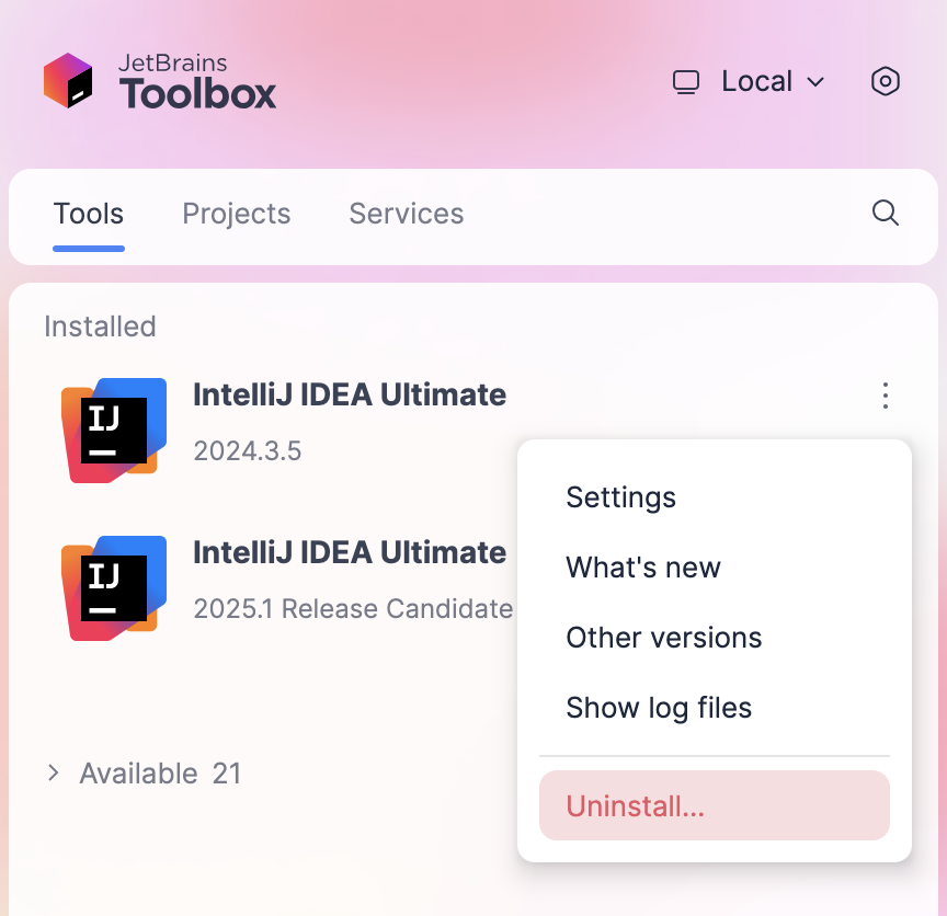Uninstall IntelliJ IDEA | IntelliJ IDEA Documentation