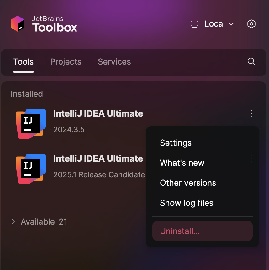 Uninstall IntelliJ IDEA | IntelliJ IDEA Documentation