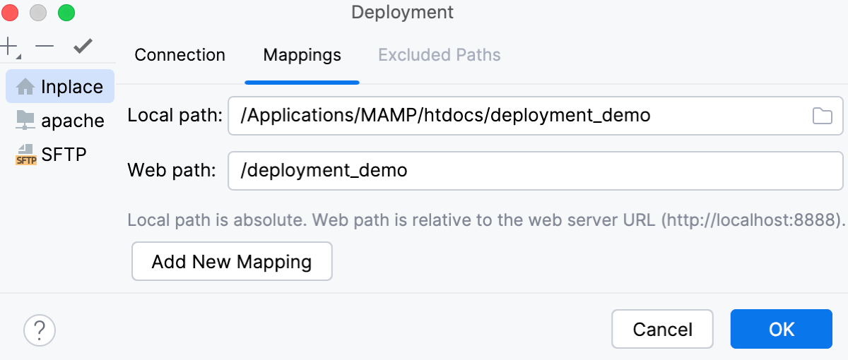 Create an in-place server configuration | WebStorm Documentation