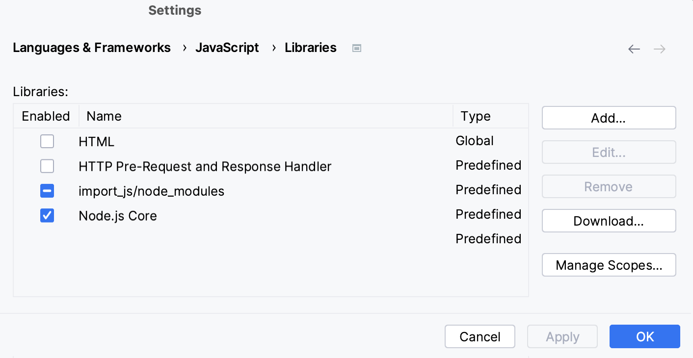 Configure JavaScript libraries | IntelliJ IDEA Documentation