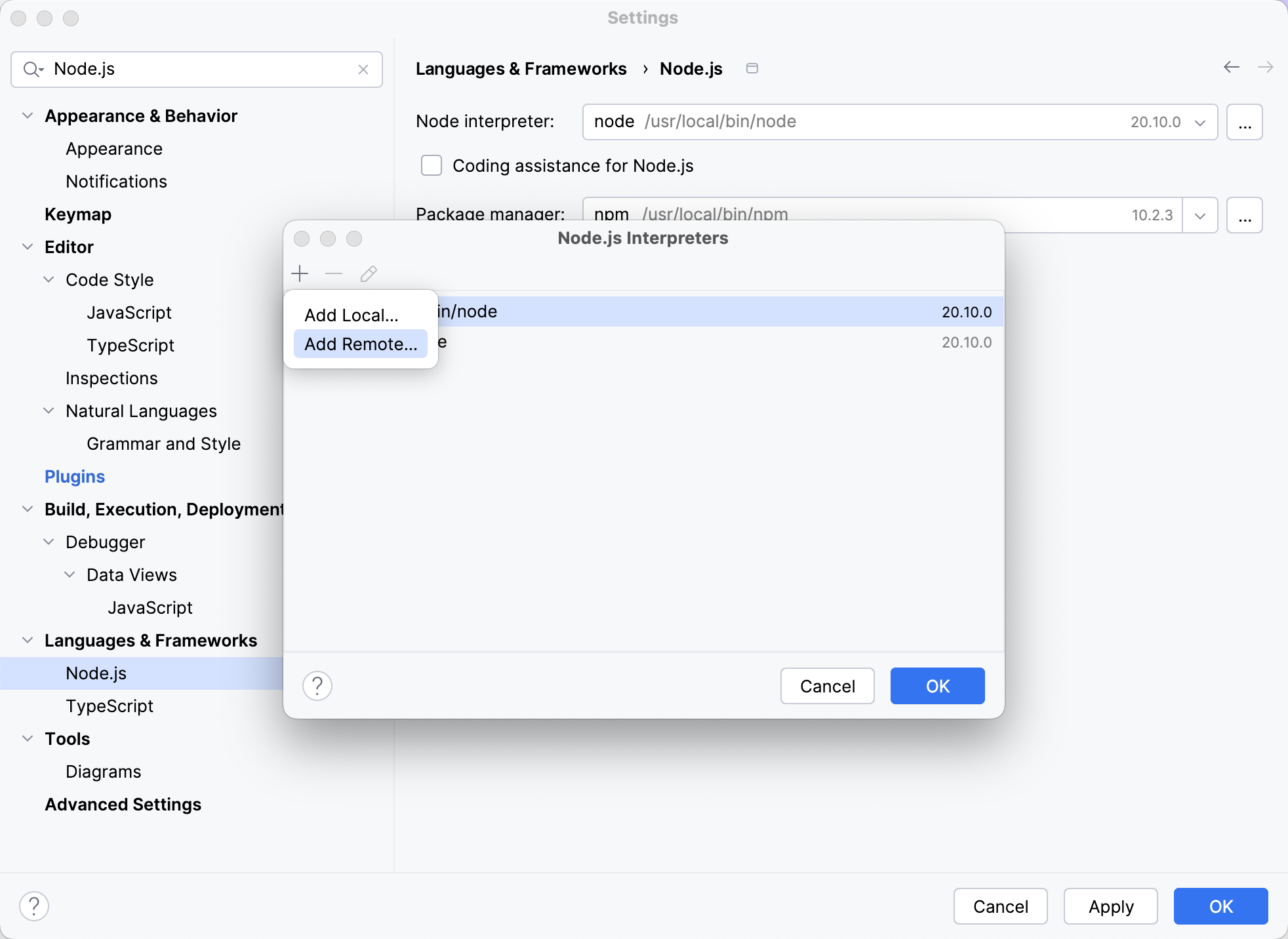 Configuring remote Node.js interpreters | RubyMine Documentation