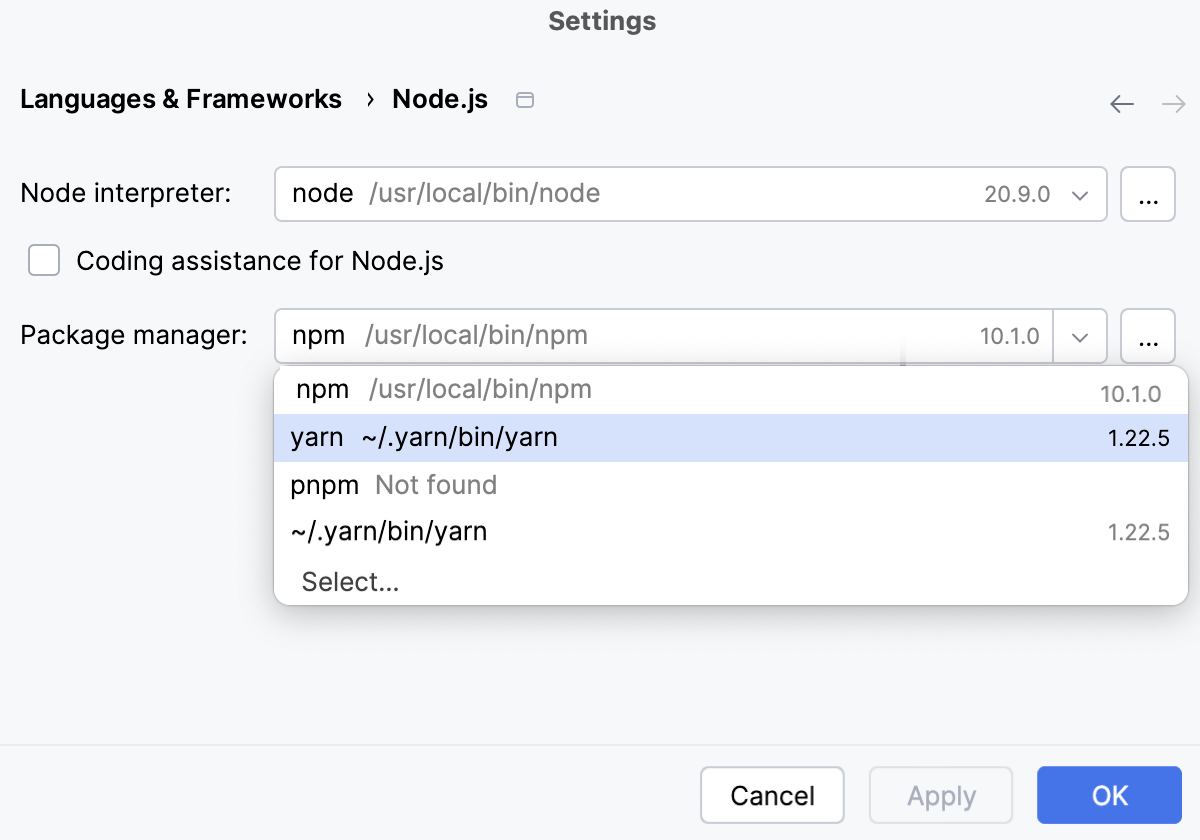 npm, pnpm, and Yarn | IntelliJ IDEA Documentation