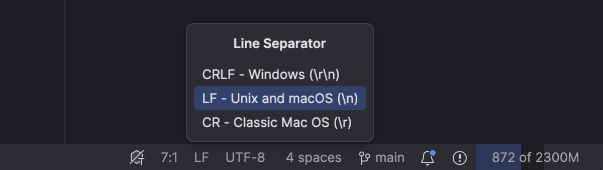 Configuring line separators | WebStorm Documentation