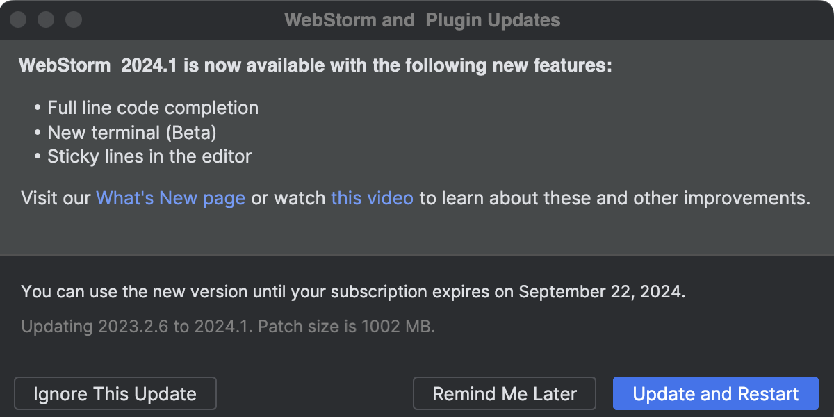 Update WebStorm | WebStorm Documentation