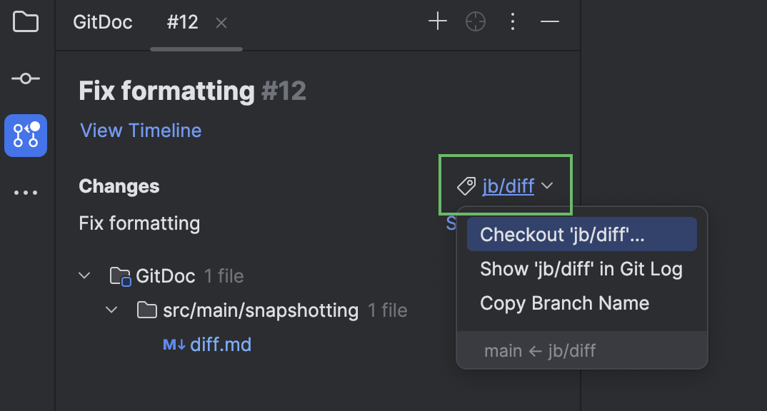 创建并合并 GitHub 拉取请求 | WebStorm 文档