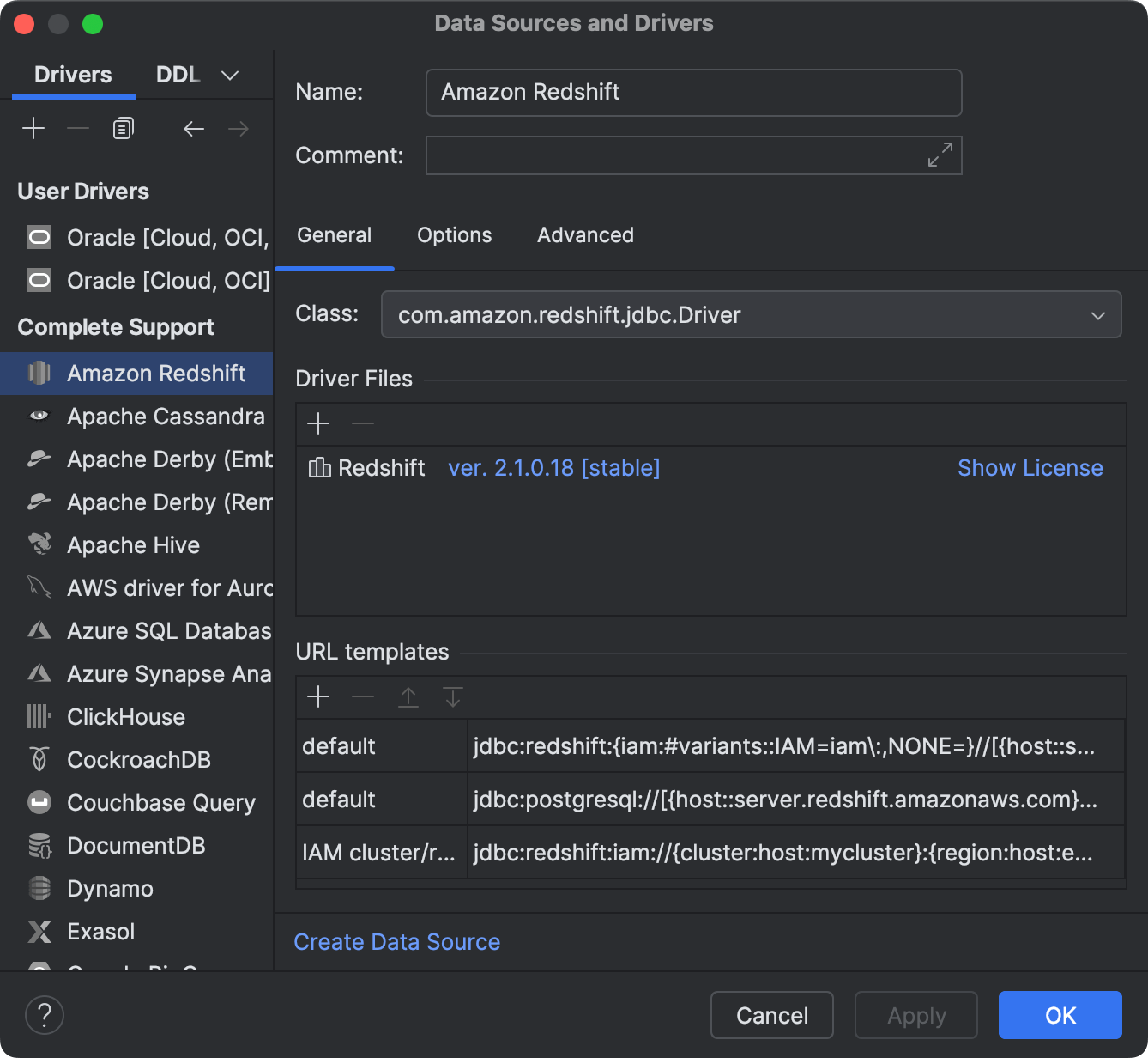 Data Sources and Drivers dialog | IntelliJ IDEA Documentation