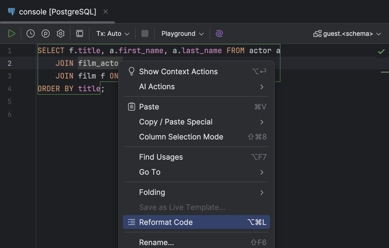 Query consoles | IntelliJ IDEA Documentation