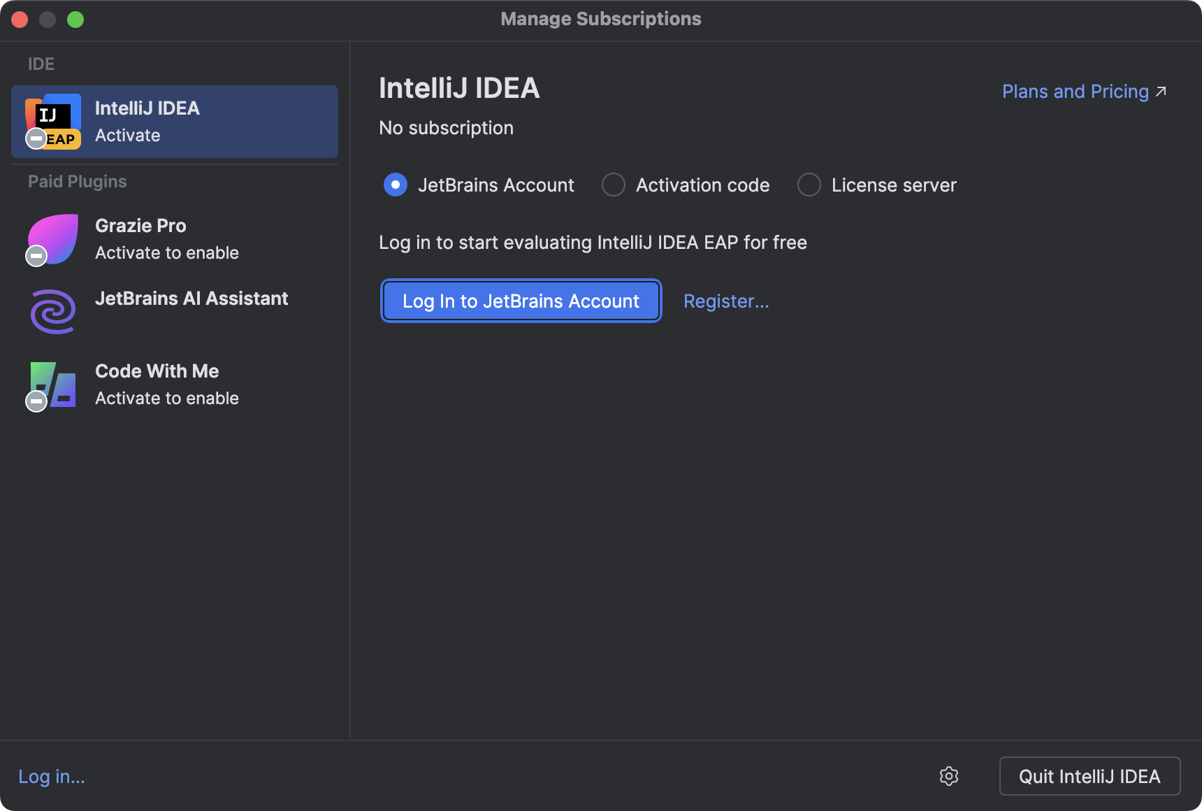 Register IntelliJ IDEA | IntelliJ IDEA Documentation