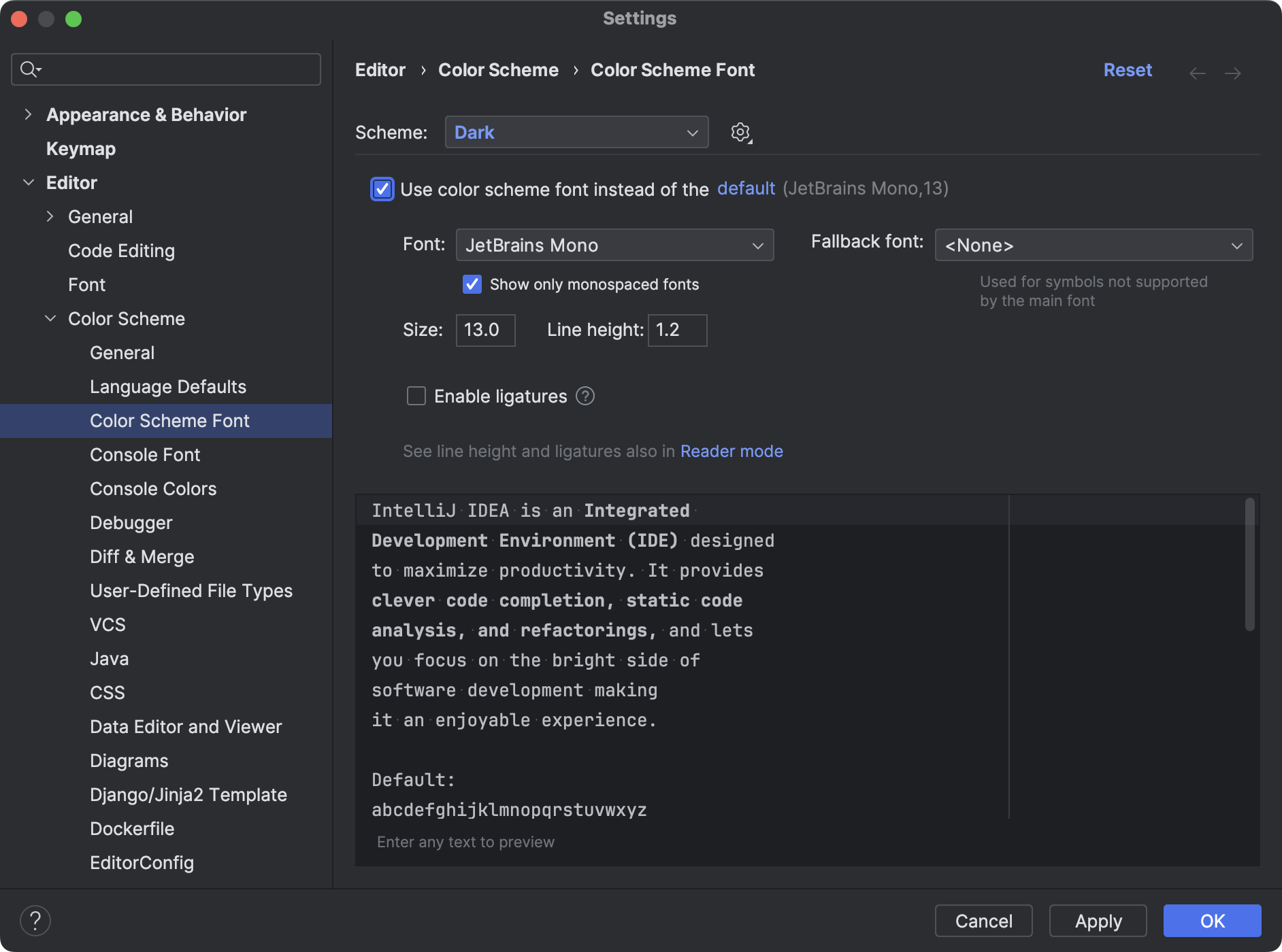 Colors and fonts | IntelliJ IDEA Documentation