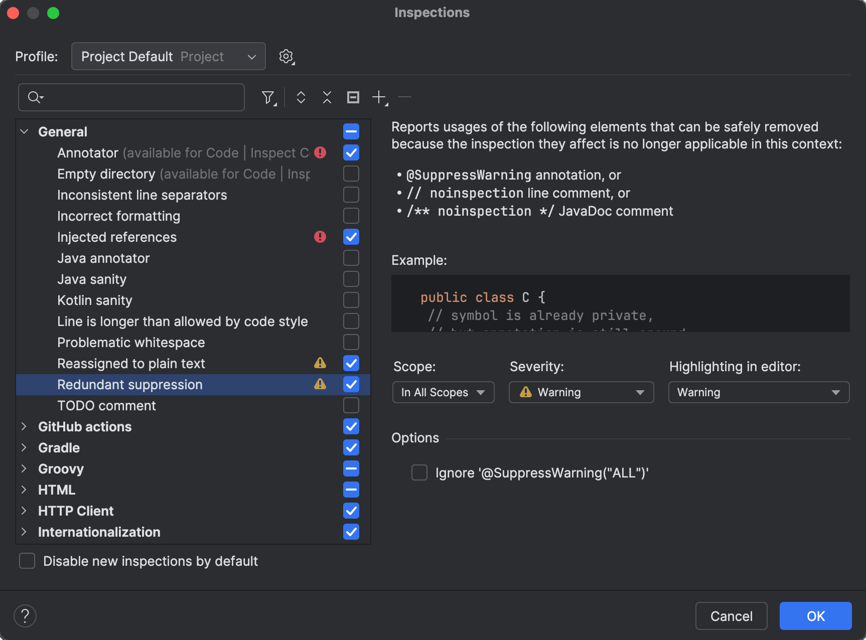 Code inspections | IntelliJ IDEA Documentation