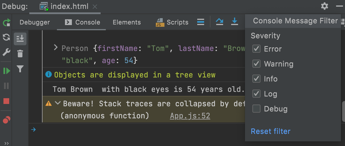 Interactive debugger console | IntelliJ IDEA Documentation