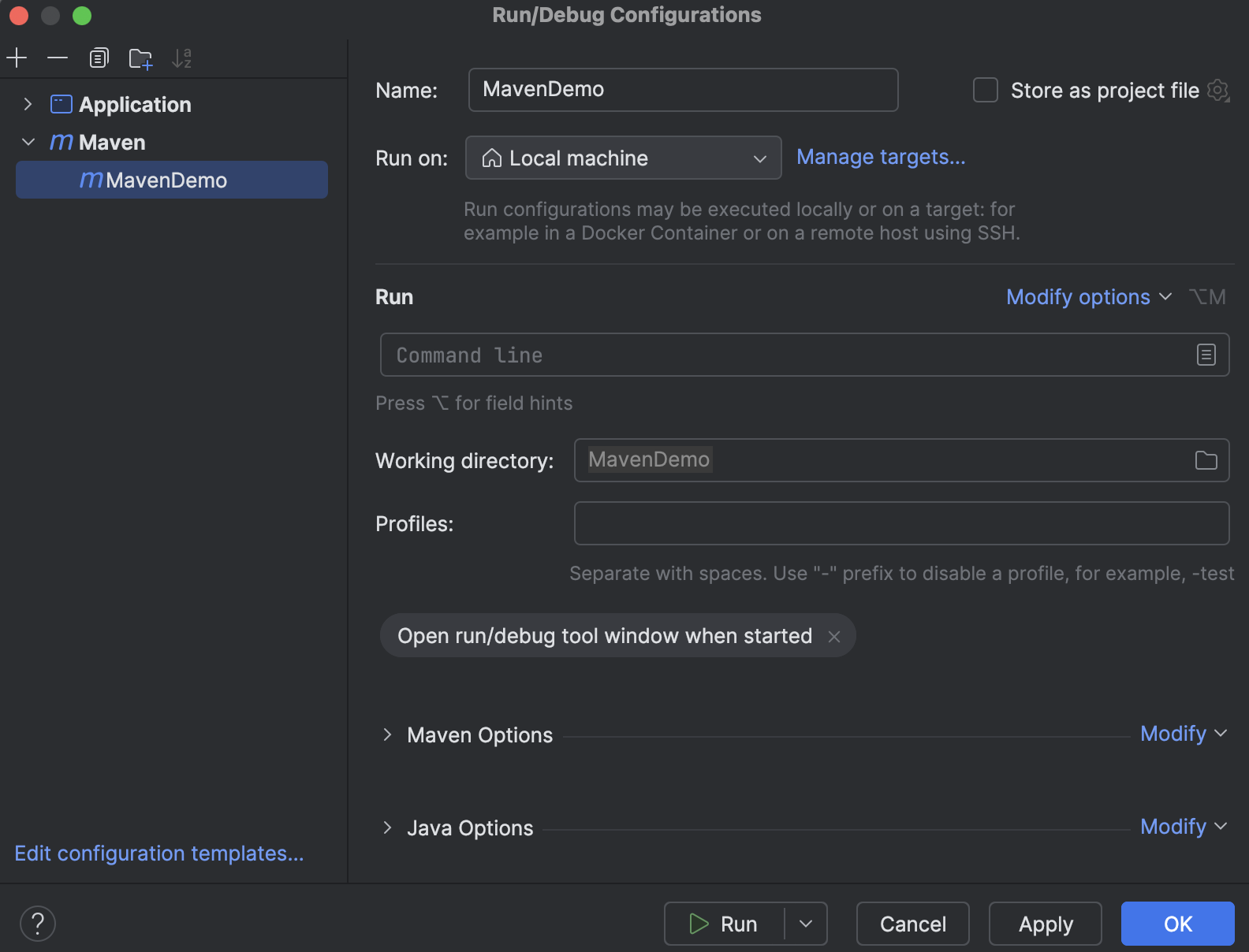 Run/Debug Configuration: Maven | IntelliJ IDEA Documentation