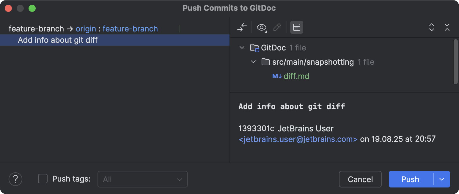 Commit and push changes to Git repository | IntelliJ IDEA Documentation