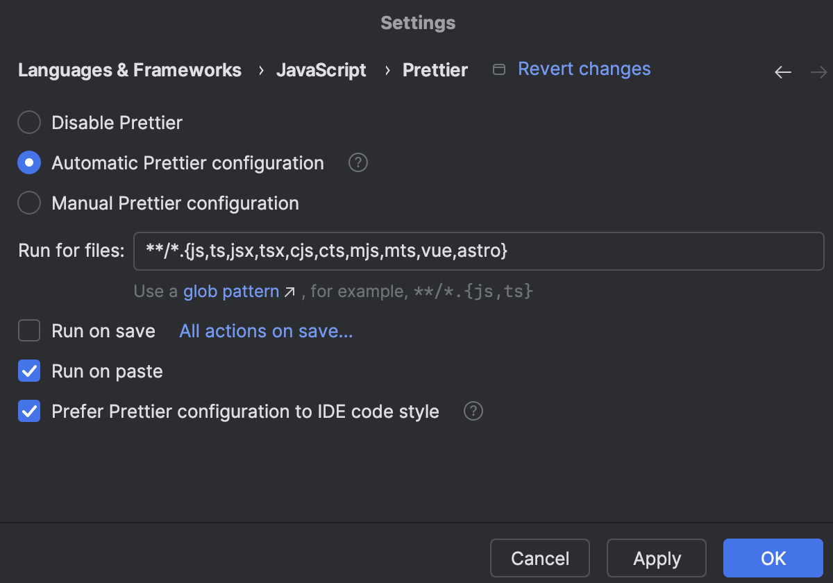 Prettier | IntelliJ IDEA Documentation