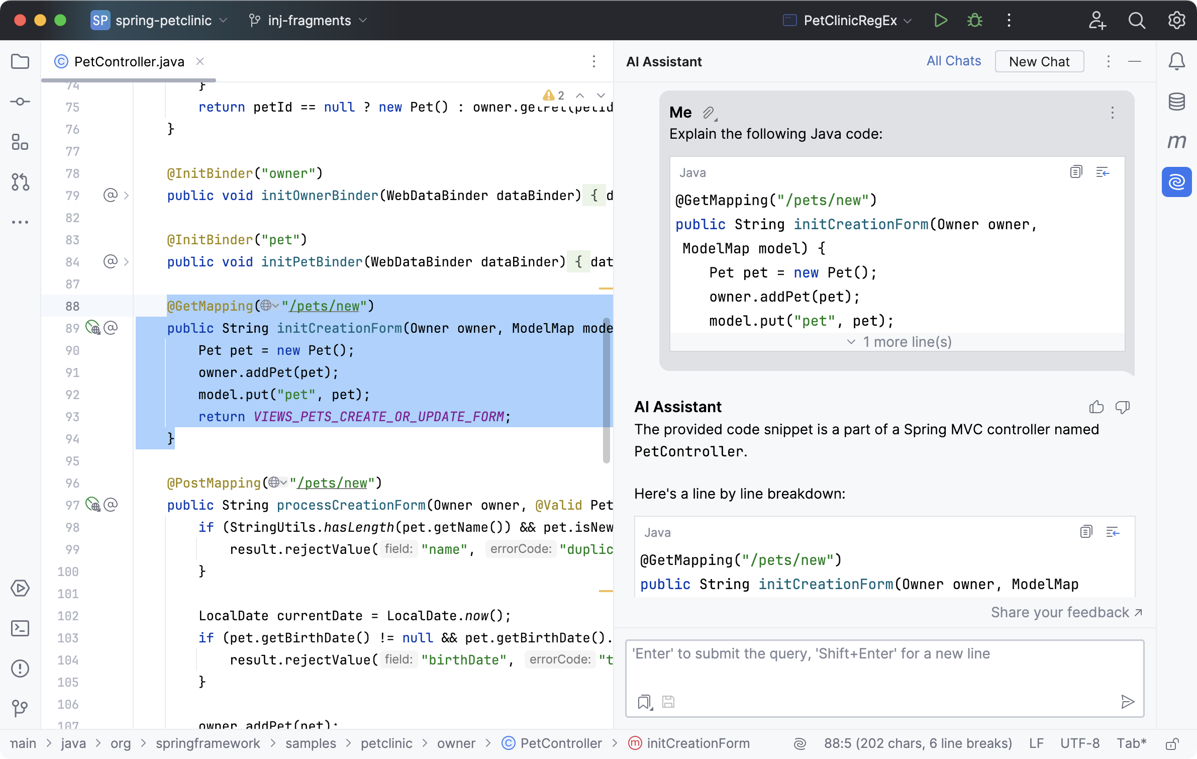 Explain code with AI | AI Assistant Documentation