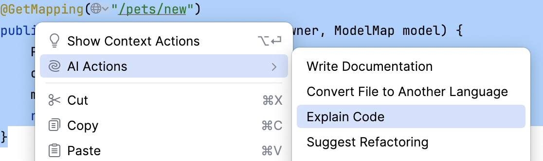 Explain code with AI | AI Assistant Documentation