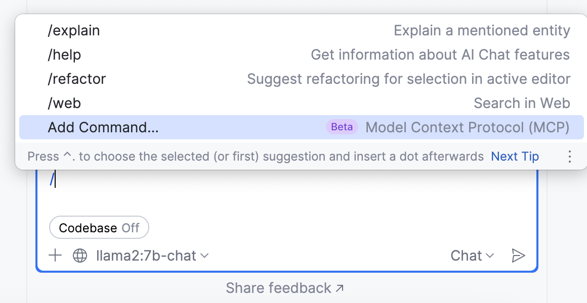 Configure an MCP server | AI Assistant Documentation