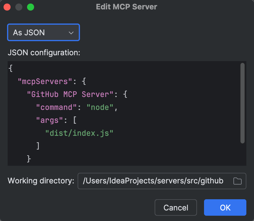 Configure an MCP server | AI Assistant Documentation