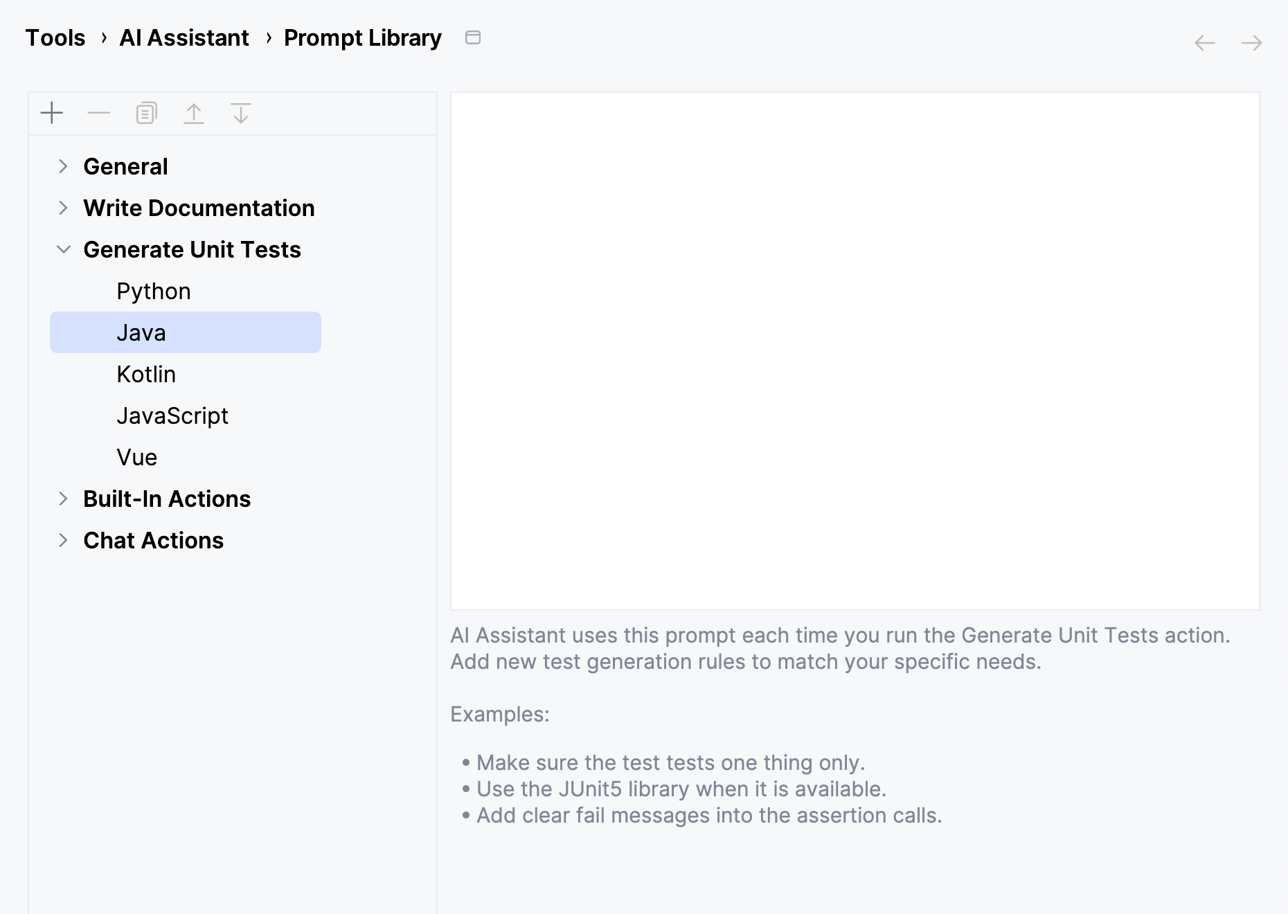 Add and customize prompts | AI Assistant Documentation