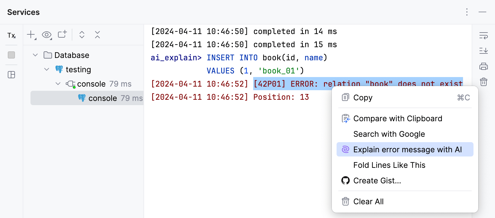 Explain code with AI | AI Assistant Documentation
