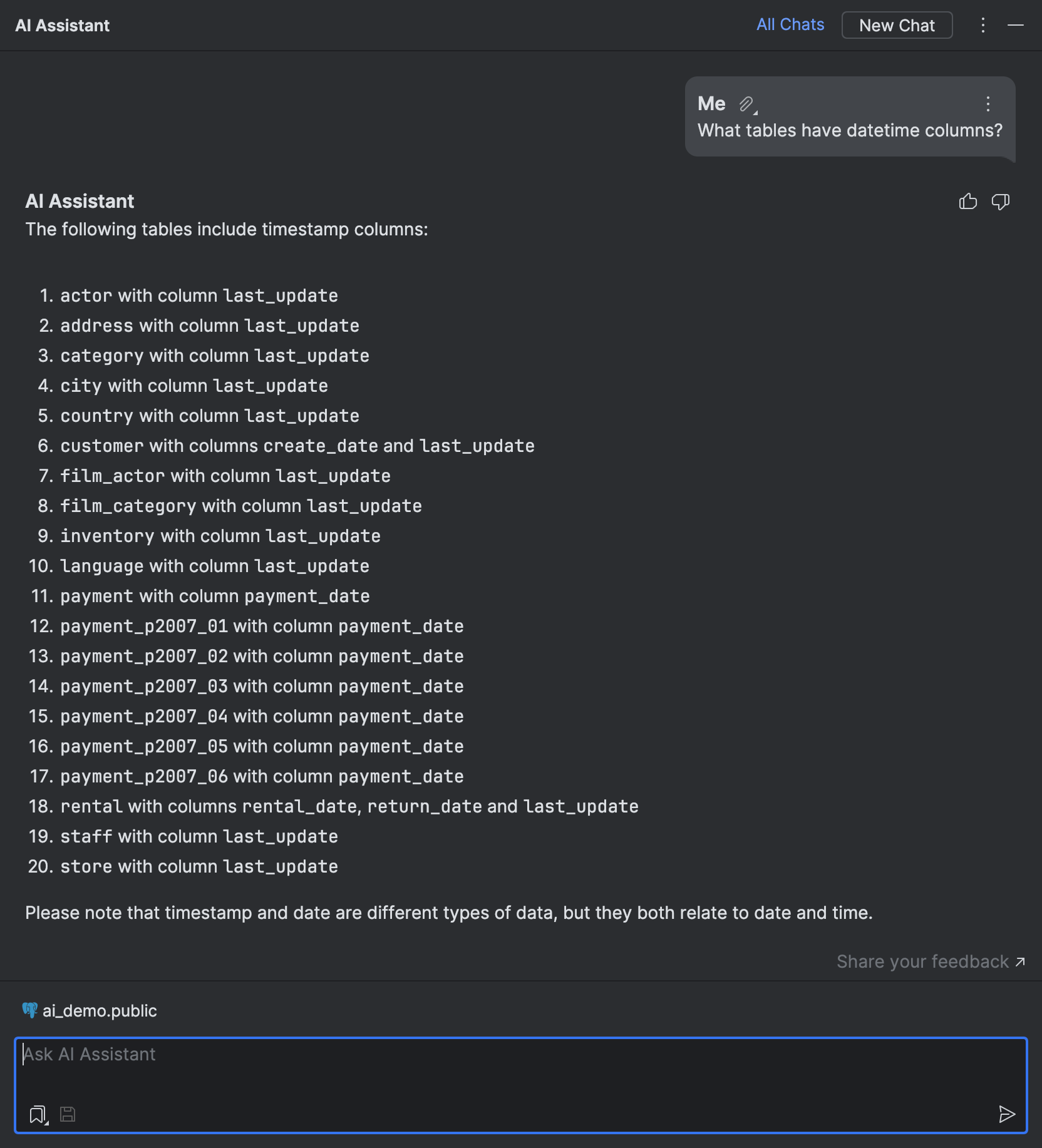 Use AI Assistant in DataGrip | AI Assistant Documentation
