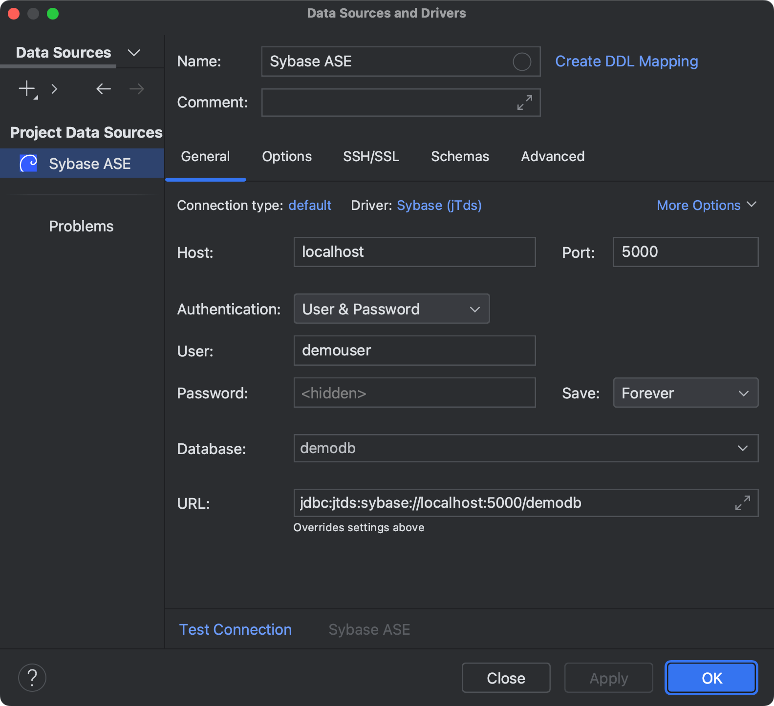 Sybase ASE | JetBrains Rider Documentation