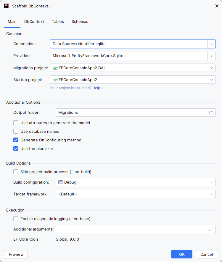 Entity Framework Core: Scaffold DbContext | JetBrains Rider Documentation