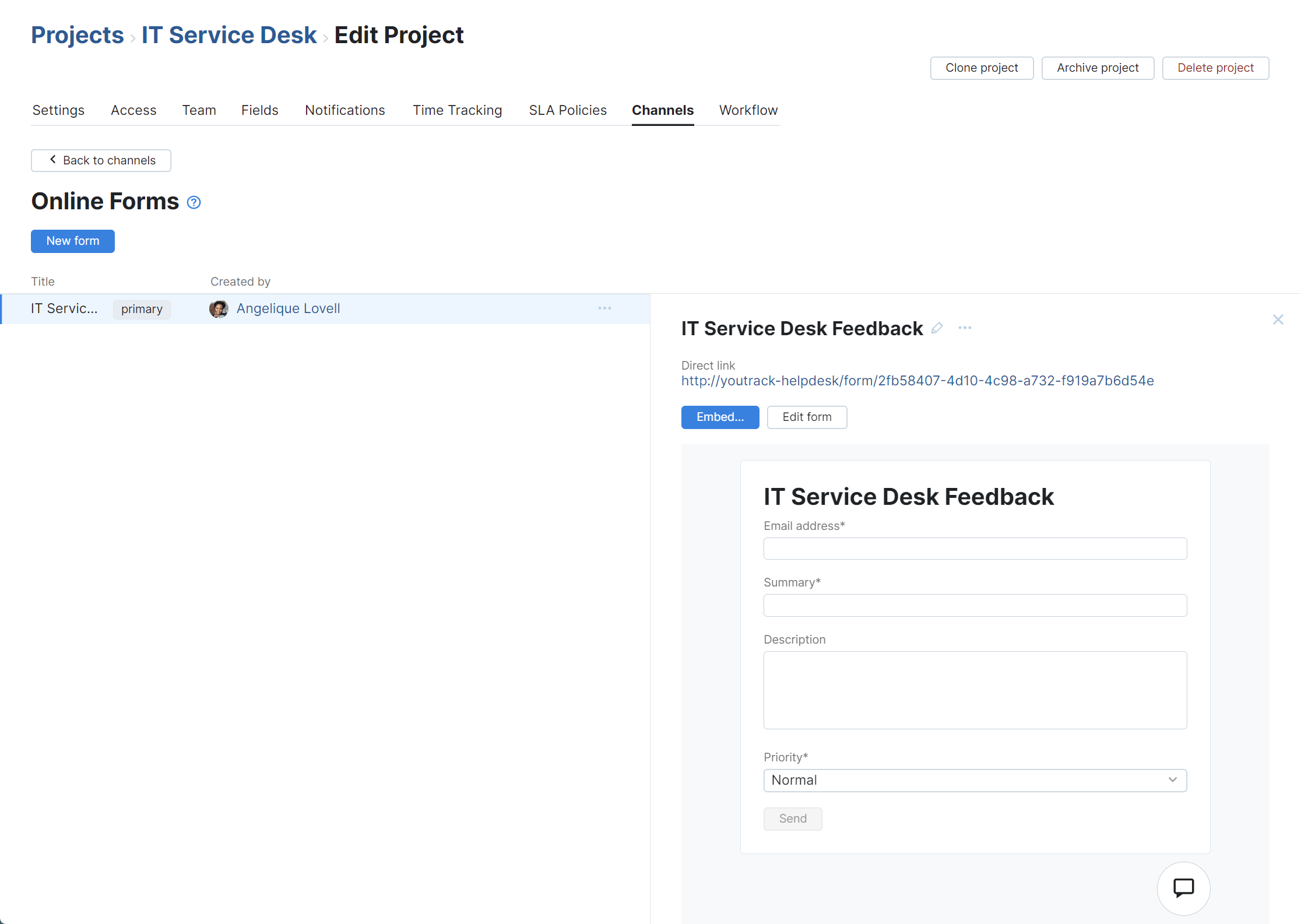 Online Forms | YouTrack Cloud Documentation