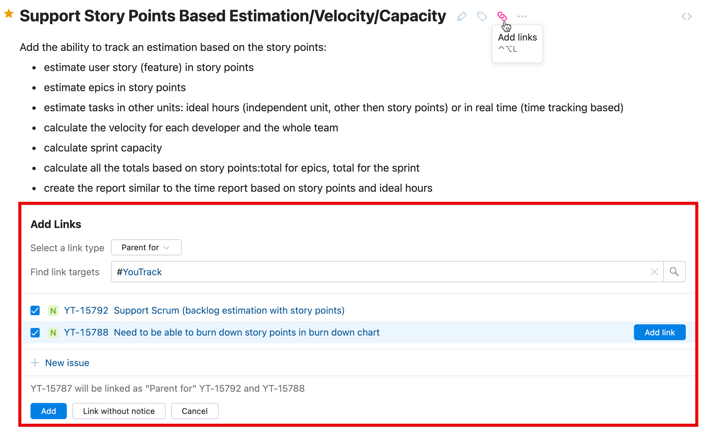 Link Issues | YouTrack Cloud Documentation