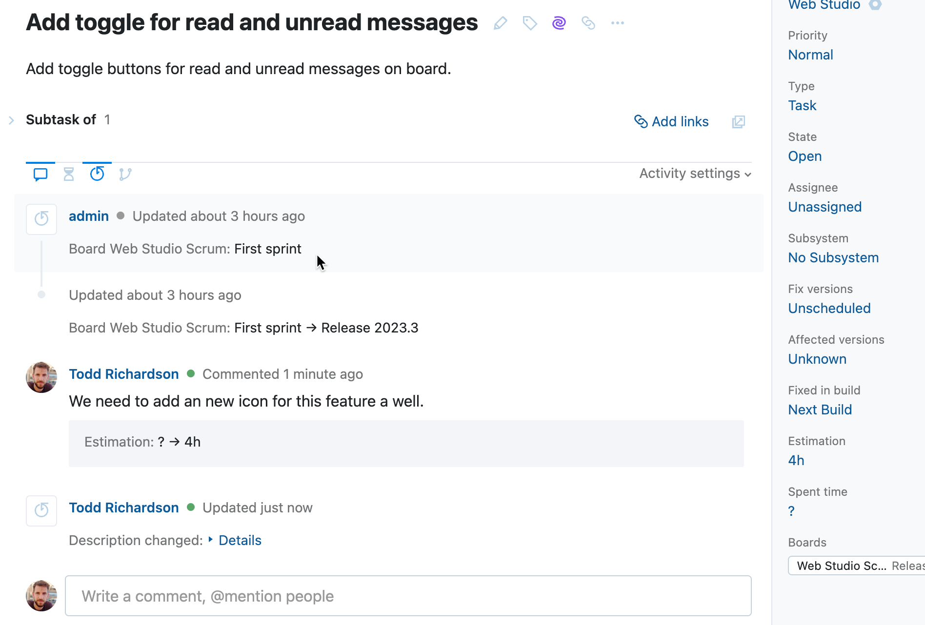 Update Issues on an Agile Board | YouTrack Server Documentation