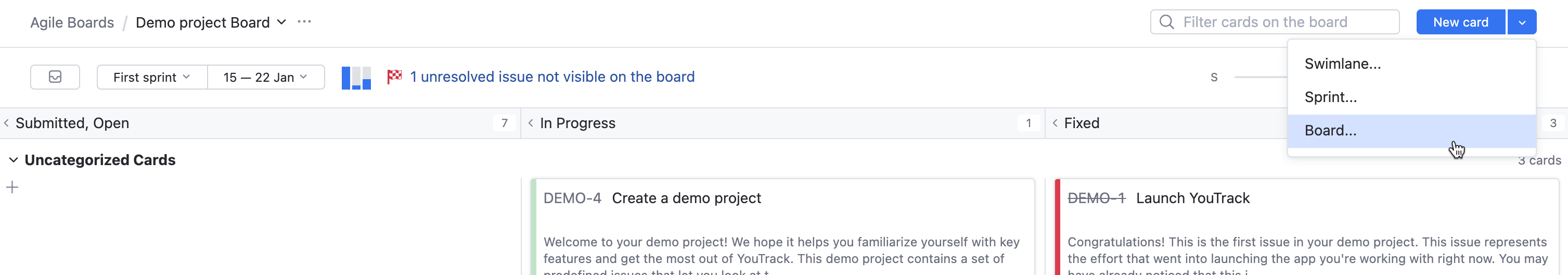 Create an Agile Board | YouTrack Server Documentation