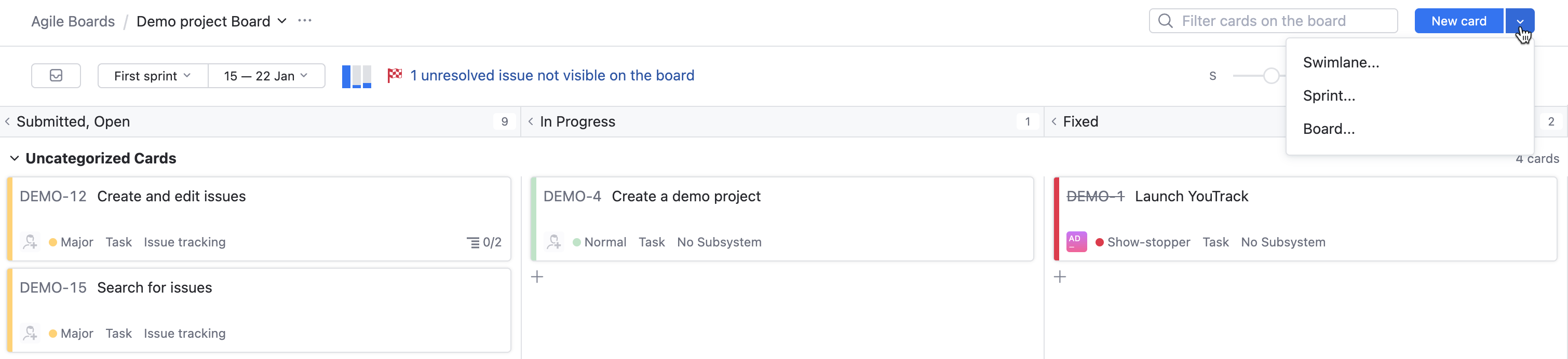 Agile Board User Interface | YouTrack Cloud Documentation