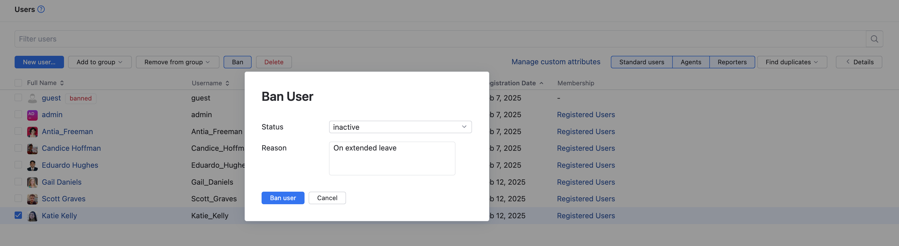 Ban User Accounts | YouTrack Server Documentation