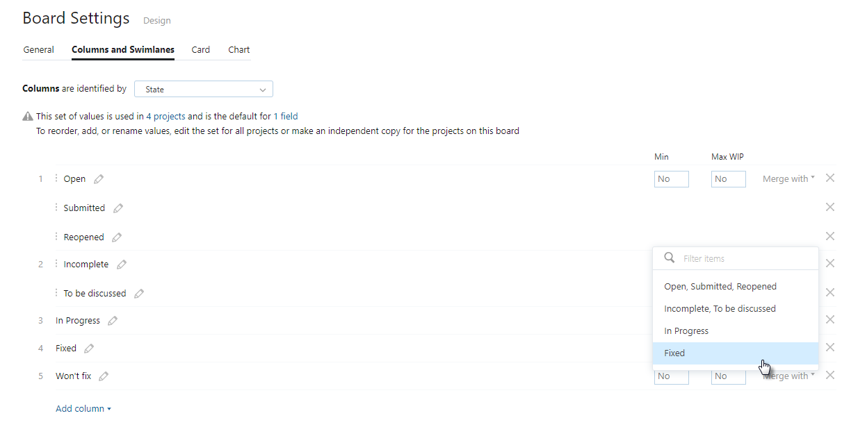 Merge Board Columns | YouTrack Cloud Documentation