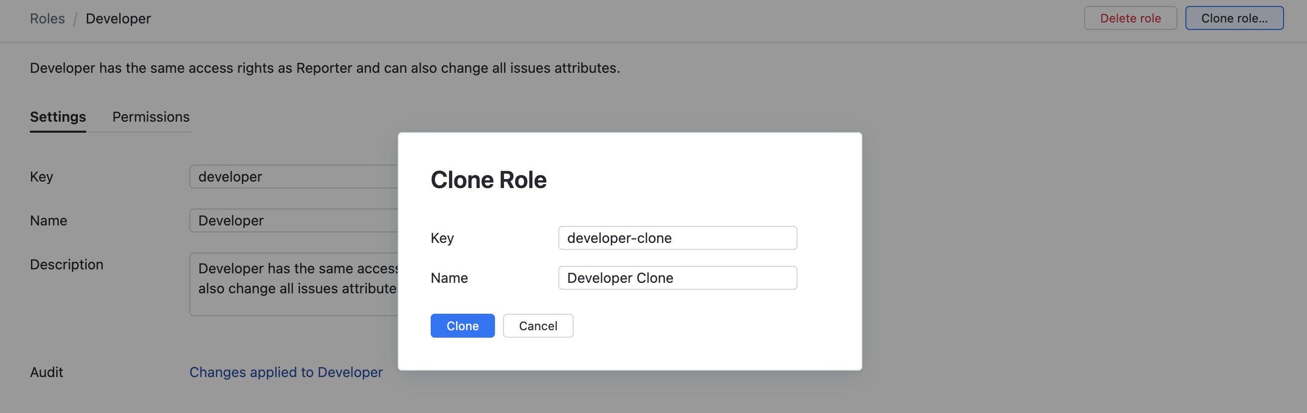 Clone a Role | YouTrack Cloud Documentation