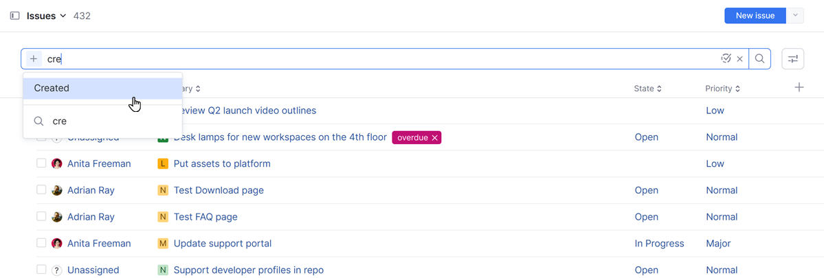 Simple Search | YouTrack Cloud Documentation