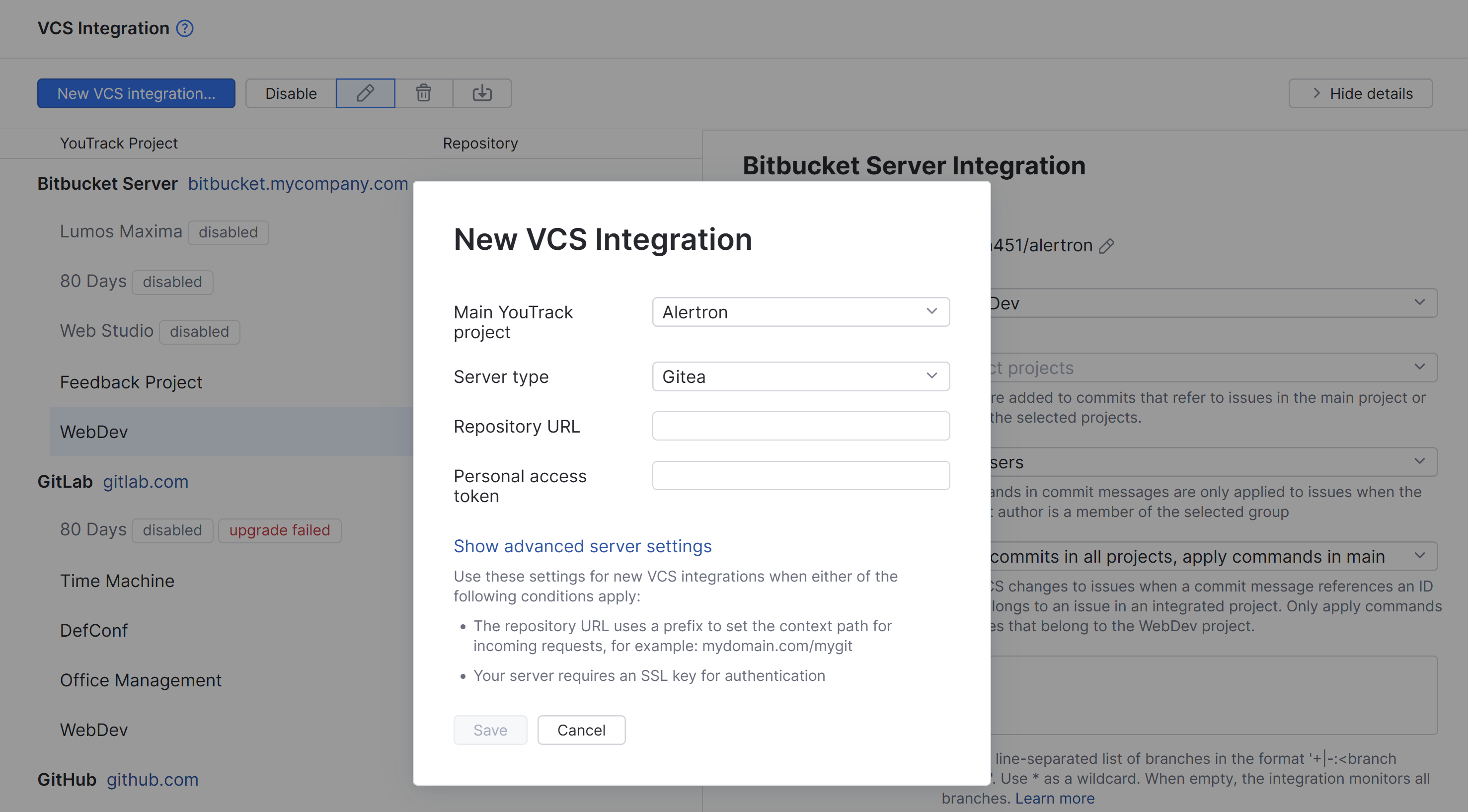 Gitea Integration | YouTrack Cloud Documentation