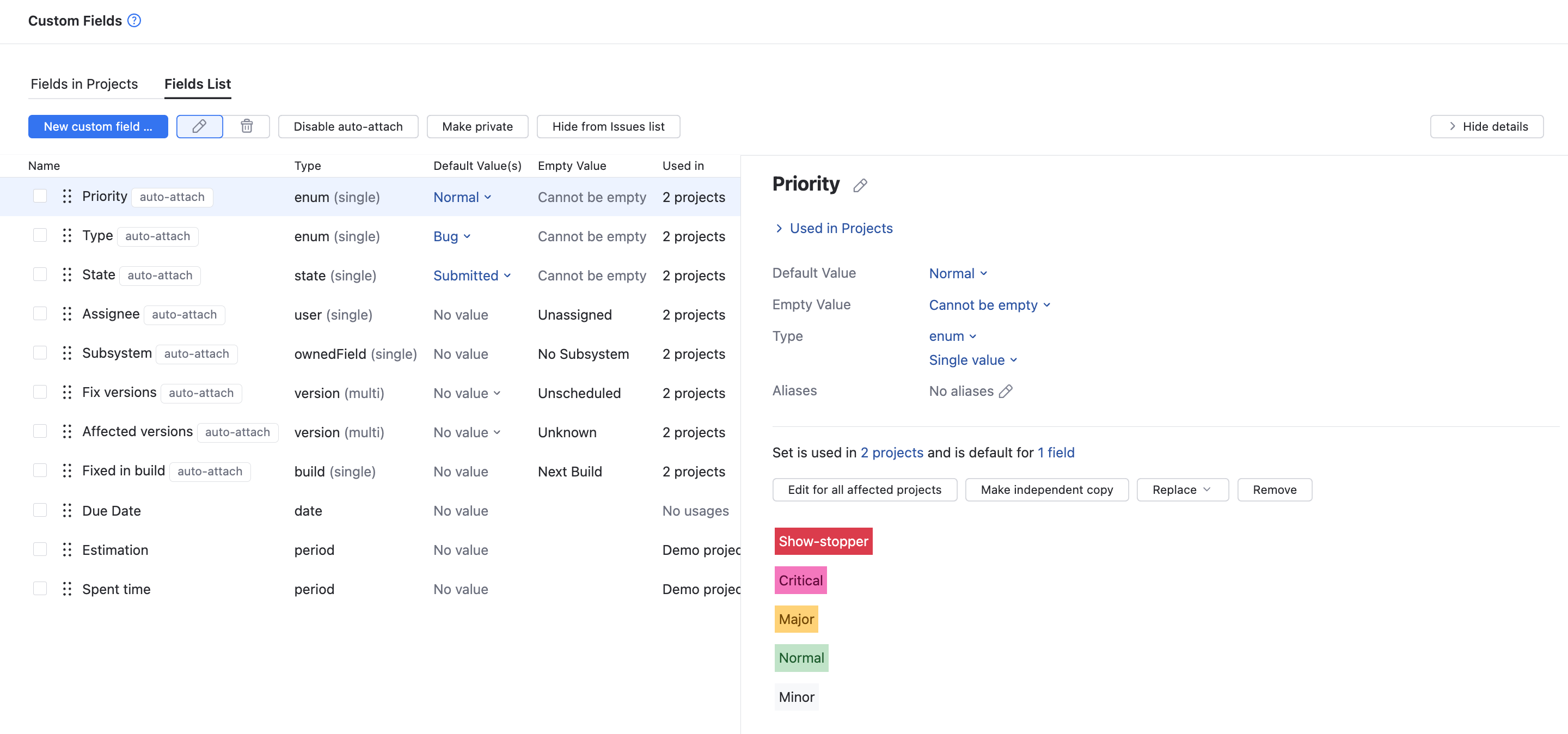 Custom Fields | YouTrack Server Documentation