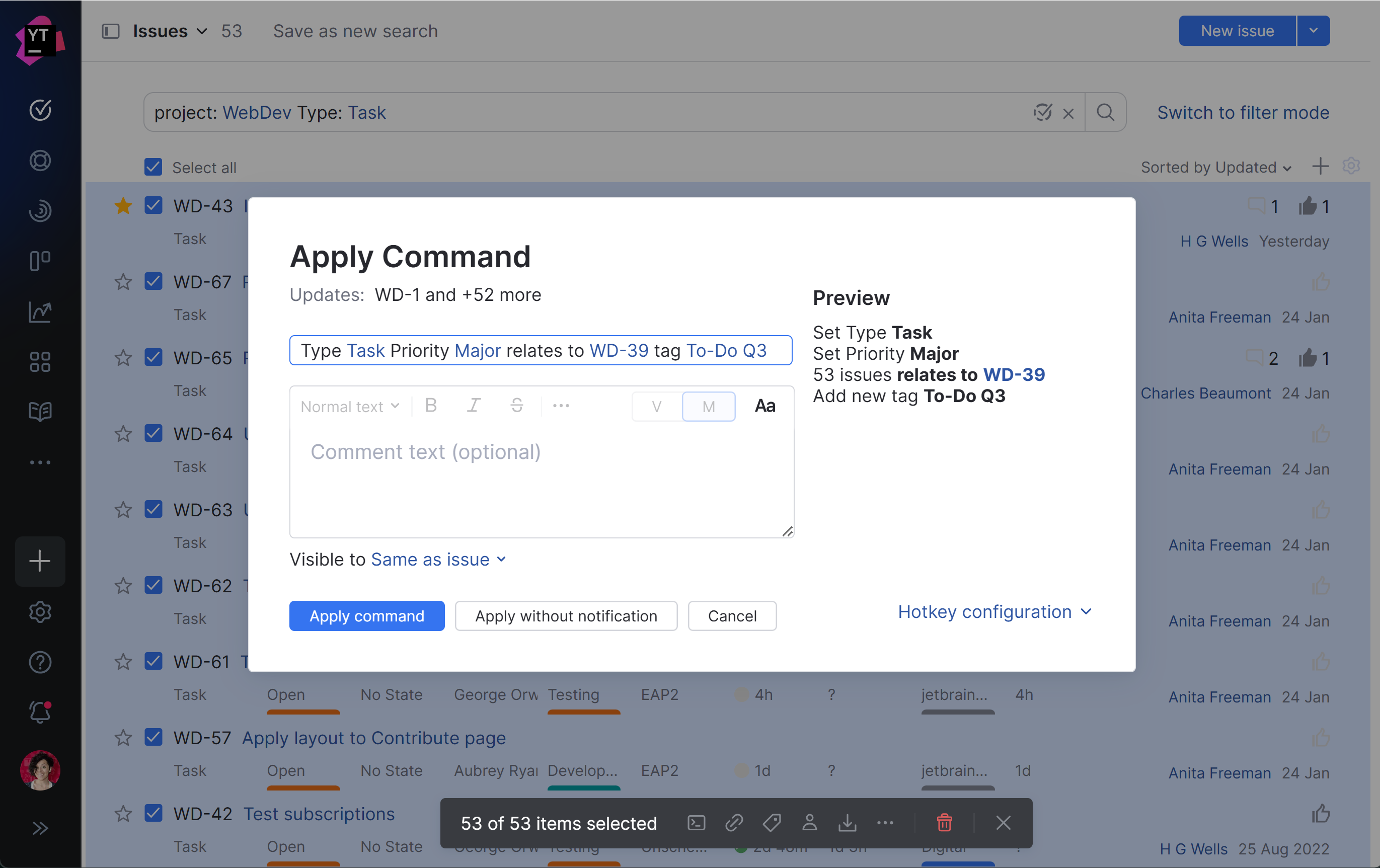 Commands | YouTrack Server Documentation