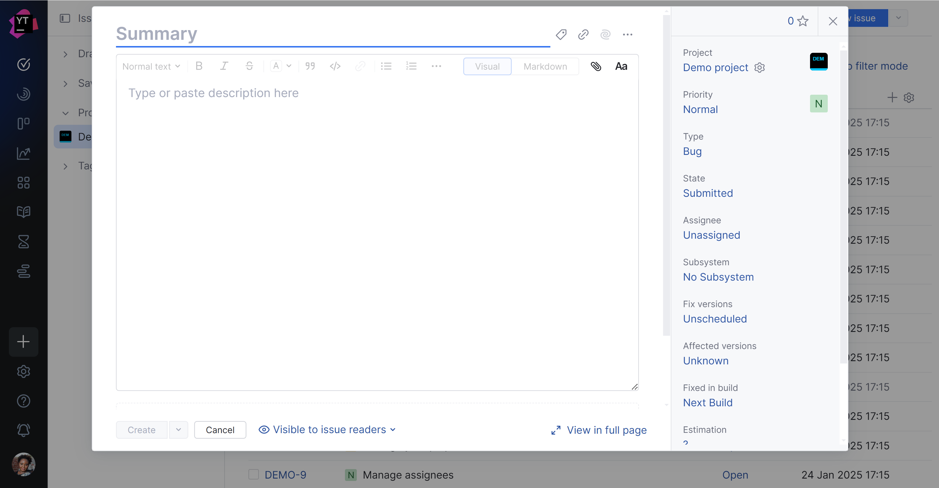 Create and Edit Issues | YouTrack Server Documentation