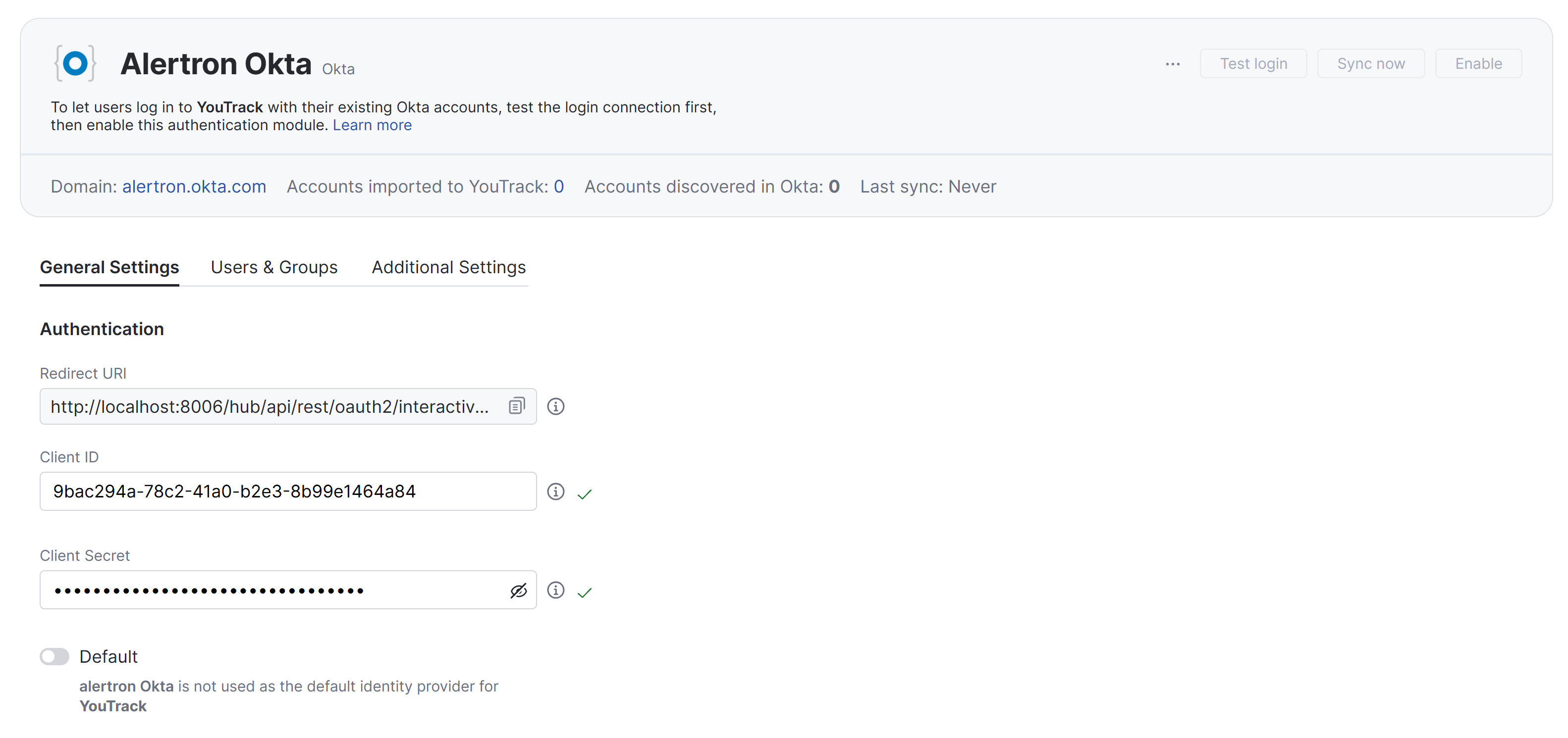 Okta Auth Module | YouTrack Cloud Documentation