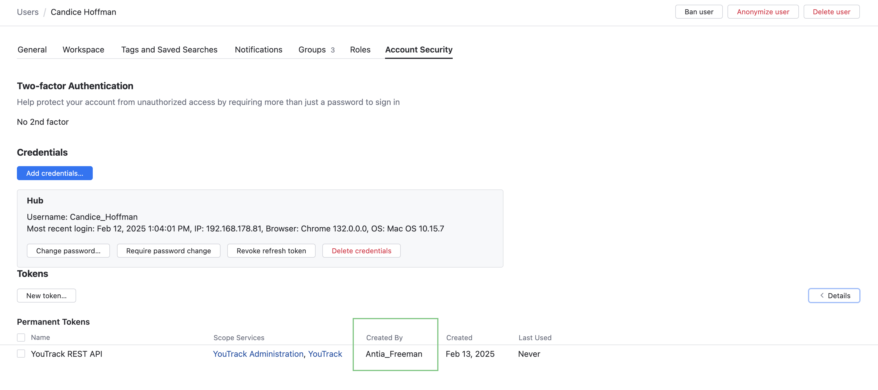 Manage Authentication Tokens | YouTrack Server Documentation