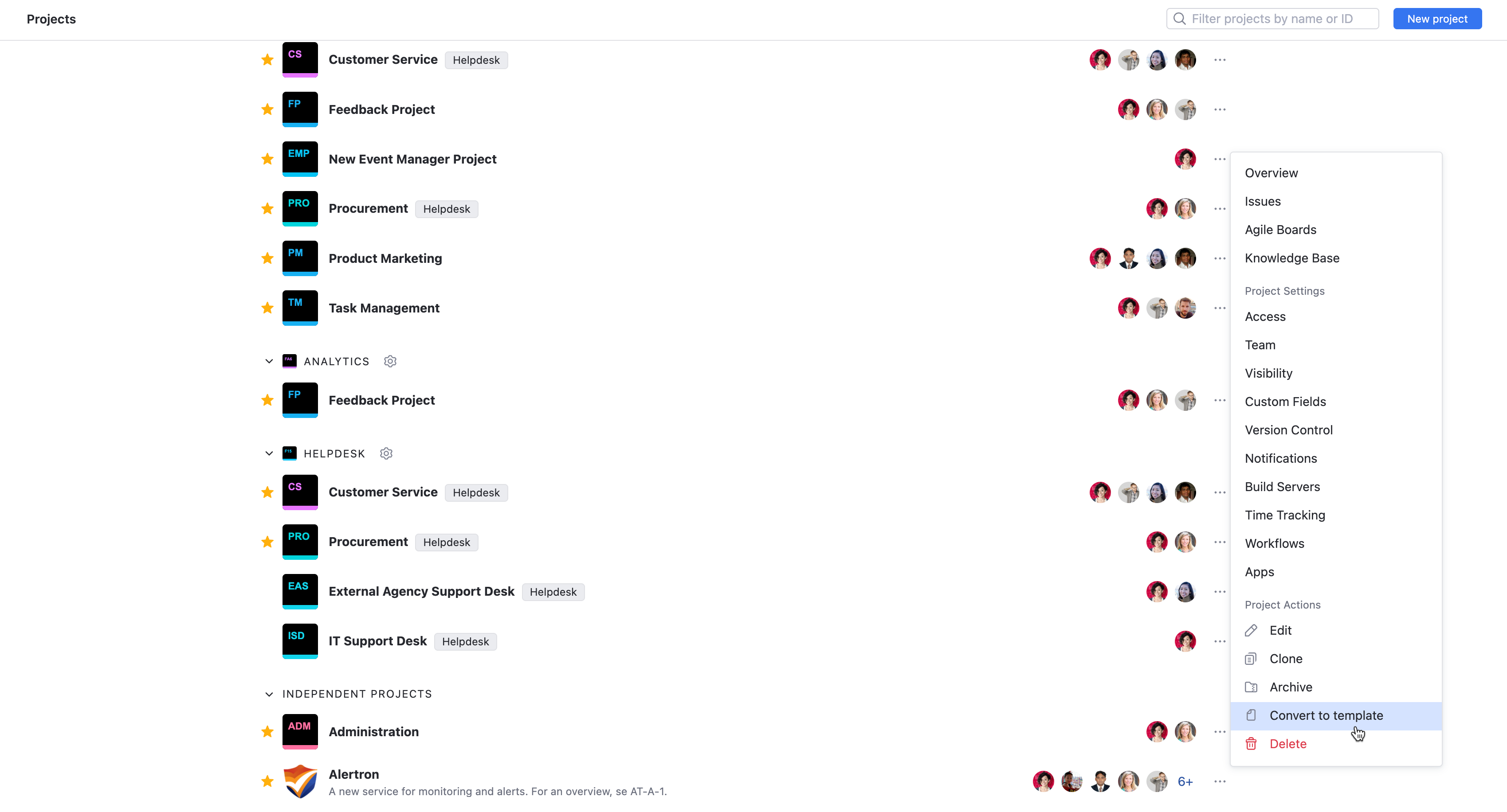 Custom Project Templates | YouTrack Cloud Documentation